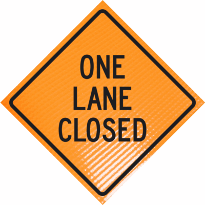 One Lane Closed 48" Non-reflective Roll-up Sign - Work Zone Supply